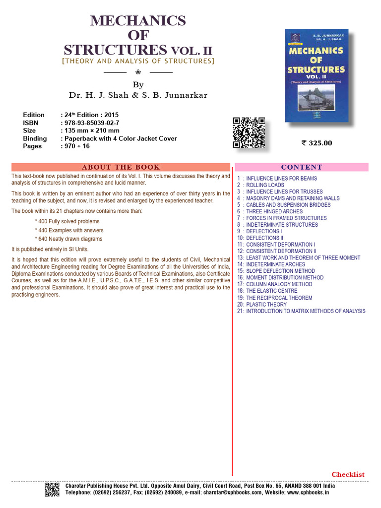 Mechanics of Structures Vol II | Download Free PDF | Beam (Structure) | Truss