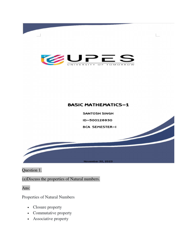 Assignment 1 Basic Mathematics | PDF | Matrix (Mathematics) | Mathematics Assignment 1 Basic Mathematics | PDF | Matrix (Mathematics) | Mathematics