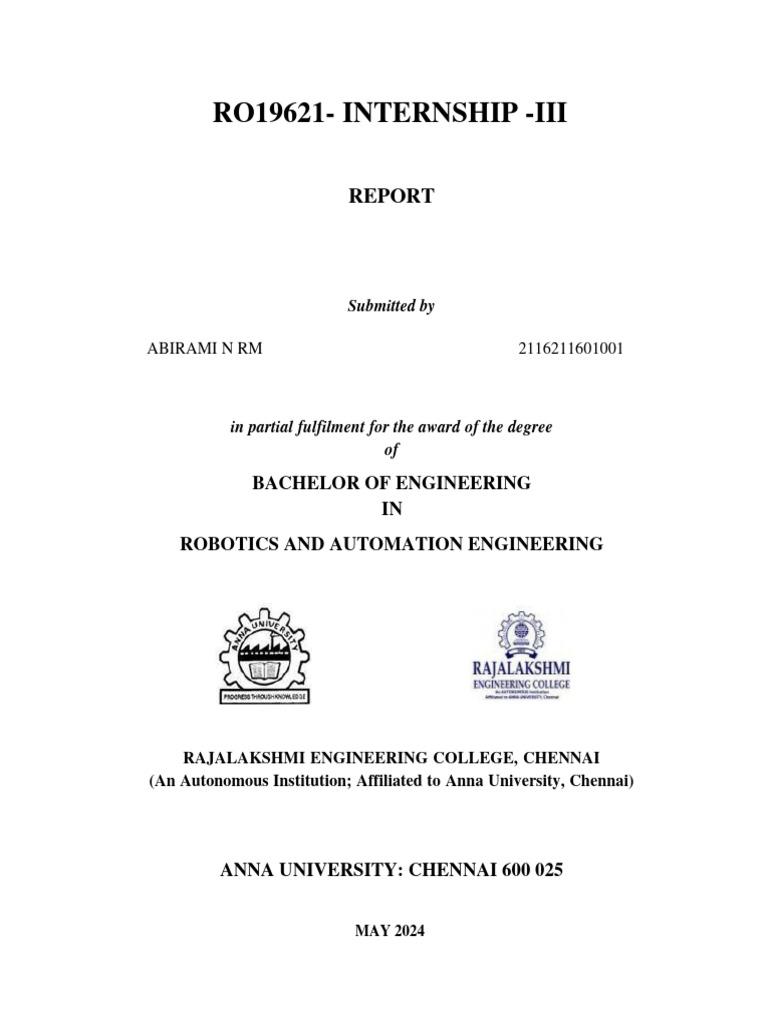 2116211601001-Intern Report | PDF | Robot | Robotics