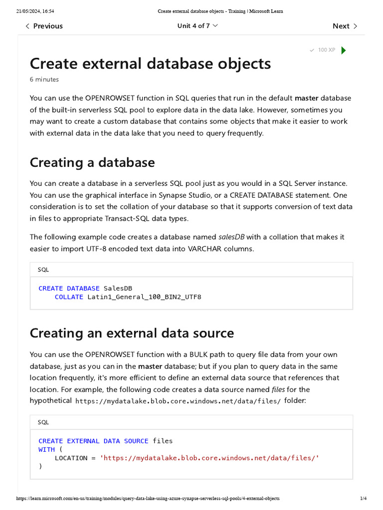 Create External Database Objects | PDF | Databases | Table (Database)