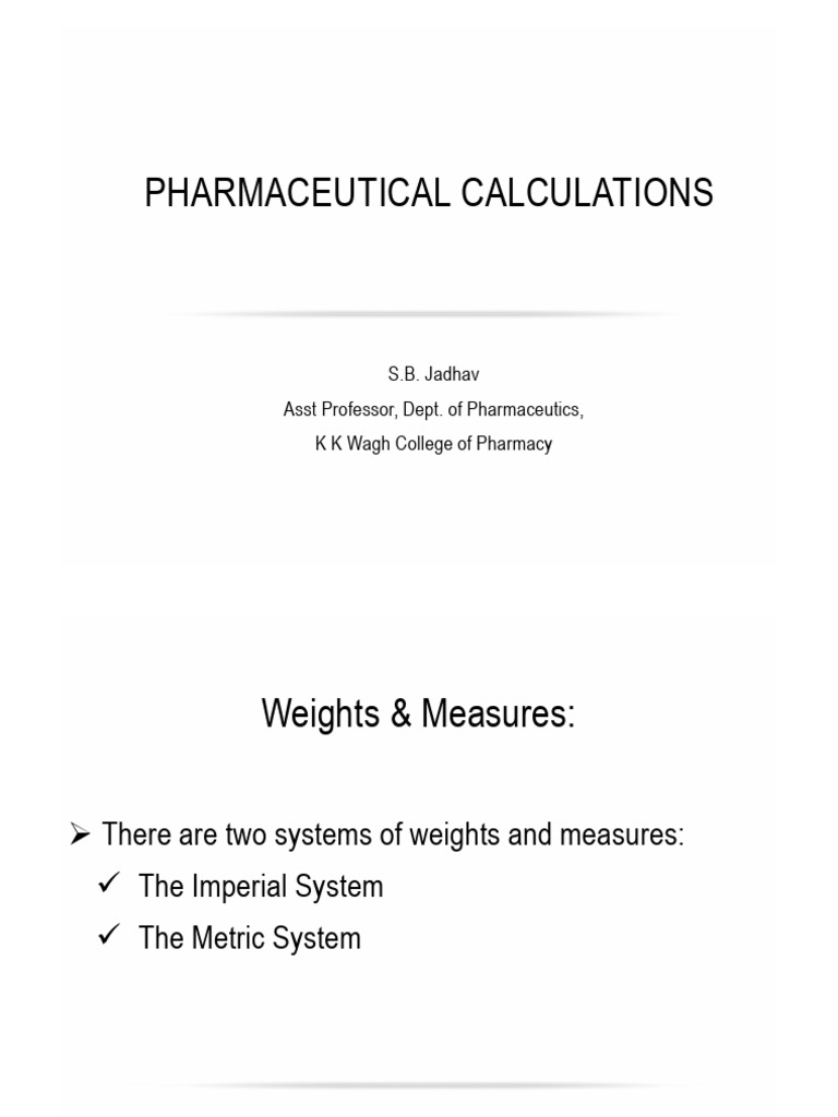 FY - PH - Pharmaceutical Calculations | PDF | Pound (Mass) | Osmosis