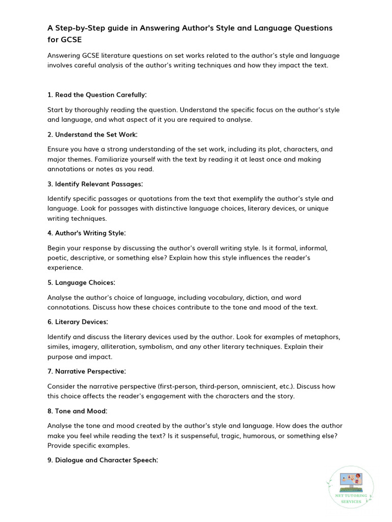 GCSE Guide: Analyzing Author's Style | PDF | Narration | Narrative
