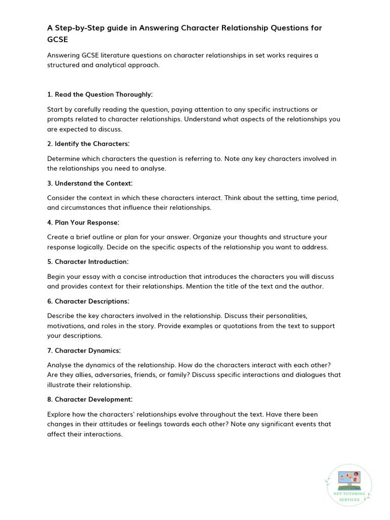 A Step-by-Step Guide in Answering Character Relationship Questions For ...