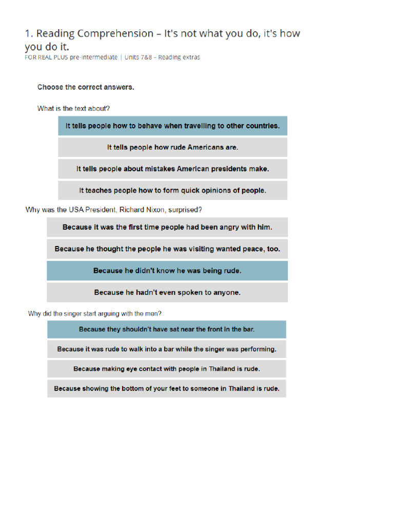 Units 7&8 - Reading Extras | PDF