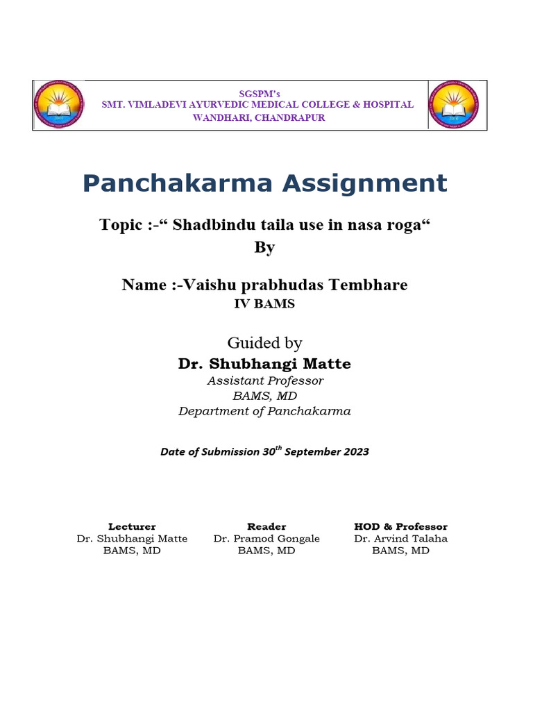 Panchakarma Vaishu | PDF