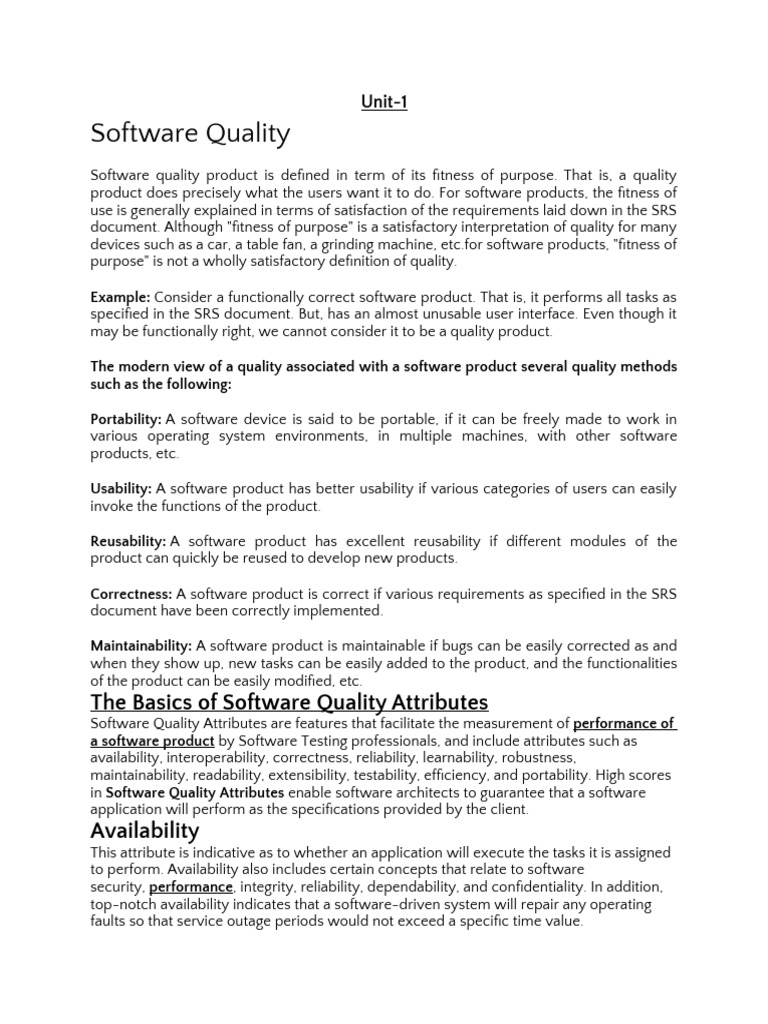 Unit-1 SQE | PDF | Software Bug | Software Testing Unit-1 SQE | PDF | Software Bug | Software Testing