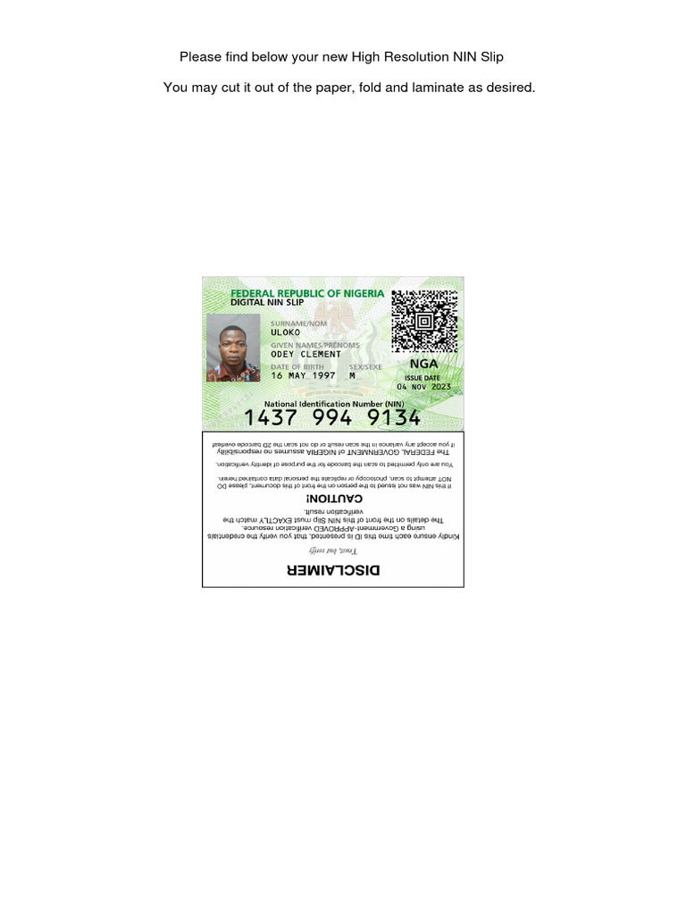 My National ID Card | PDF | Home & Garden