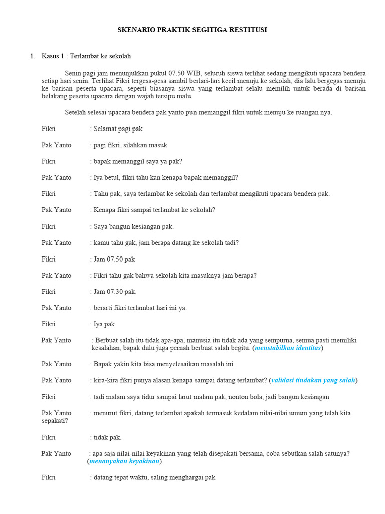 Skenario Praktik Segitiga Restitusi | PDF