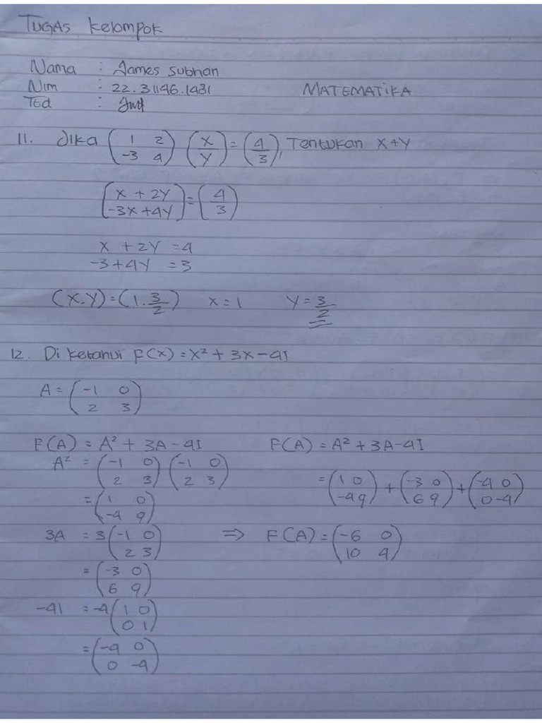 James Subhan Tgs Kelompok MTK | PDF
