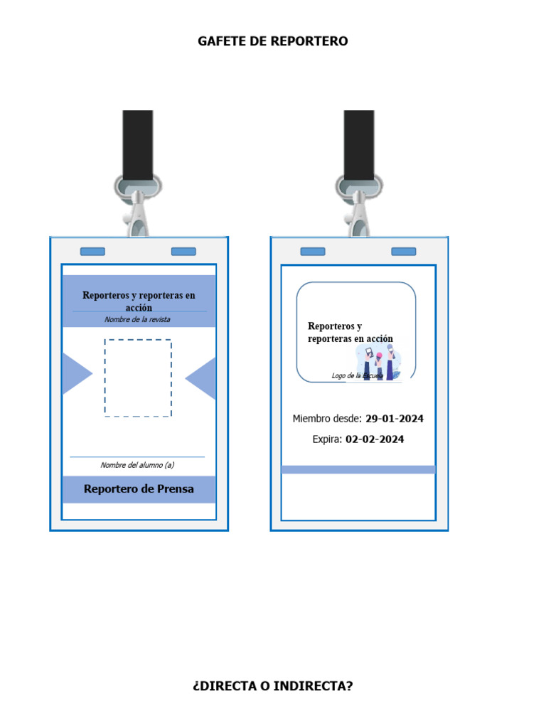Gafete de Reportero para Niños | PDF