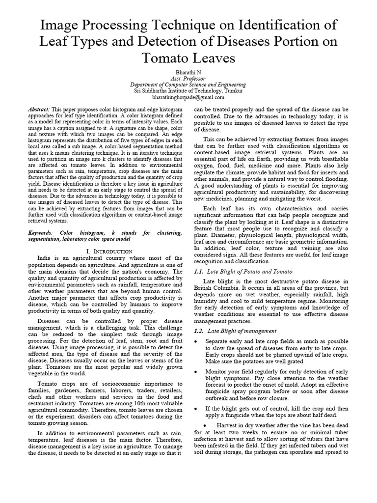 Identification of Disease Type of Tomato - Revised - 1 | PDF | Cluster Analysis | Image Segmentation