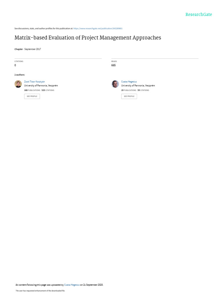 Matrix Basedevaluationofprojectmanagementapproaches Pdf Project 3839
