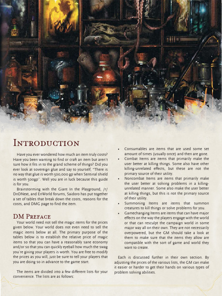 Magic Item Pricing Guide for DMs | PDF | Business