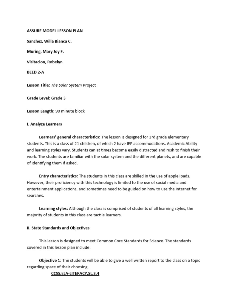 Assure Model LP | PDF | Educational Technology | Learning