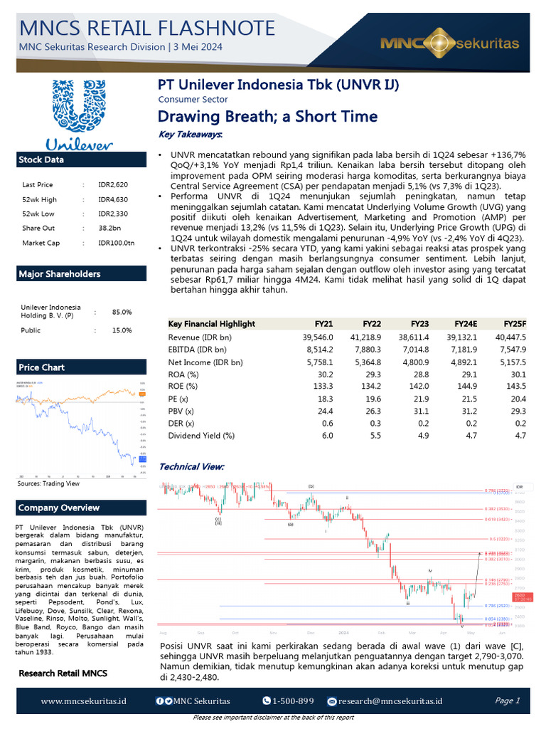 UNVR - MNCS Retail Flashnote - 03052024 | PDF | Private Sector | Business Economics