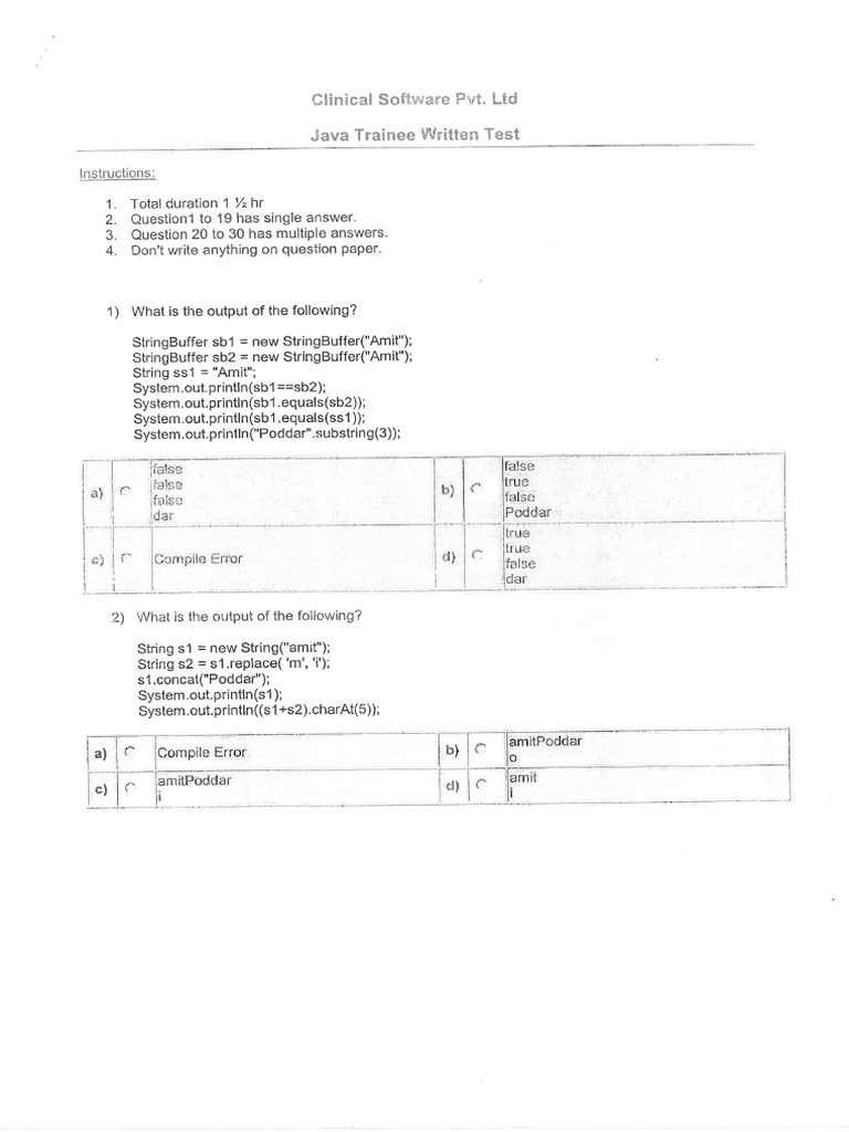 WrittenTest-on-CoreJava | PDF WrittenTest-on-CoreJava | PDF