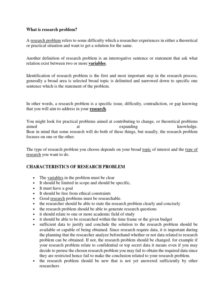 FORMULATING RESEARCH PROBLEM | PDF | Experiment | Survey Methodology