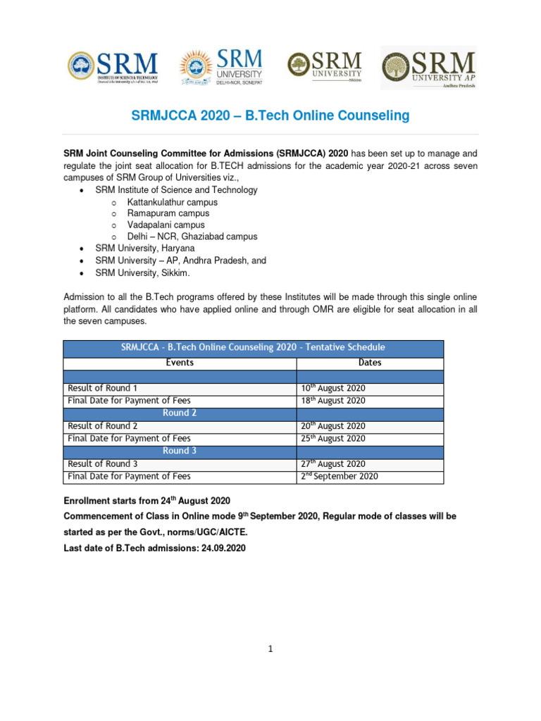 5f3aa60e16d9a148783097 B.Tech Online Counseling Procedure Updated | PDF