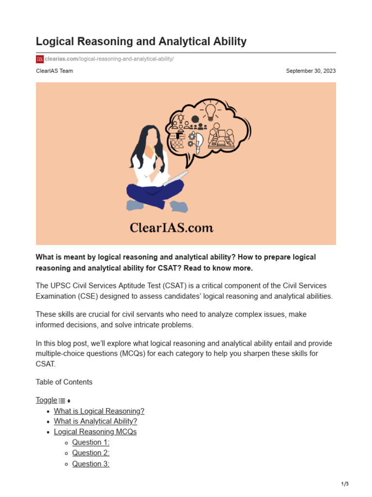 Logical Reasoning and Analytical Ability | PDF | Logic | Reason