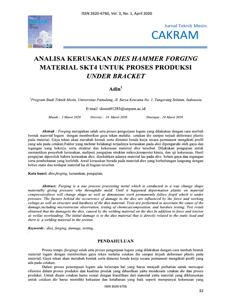 Analisa Kerusakan Dies Hammer Forging | PDF