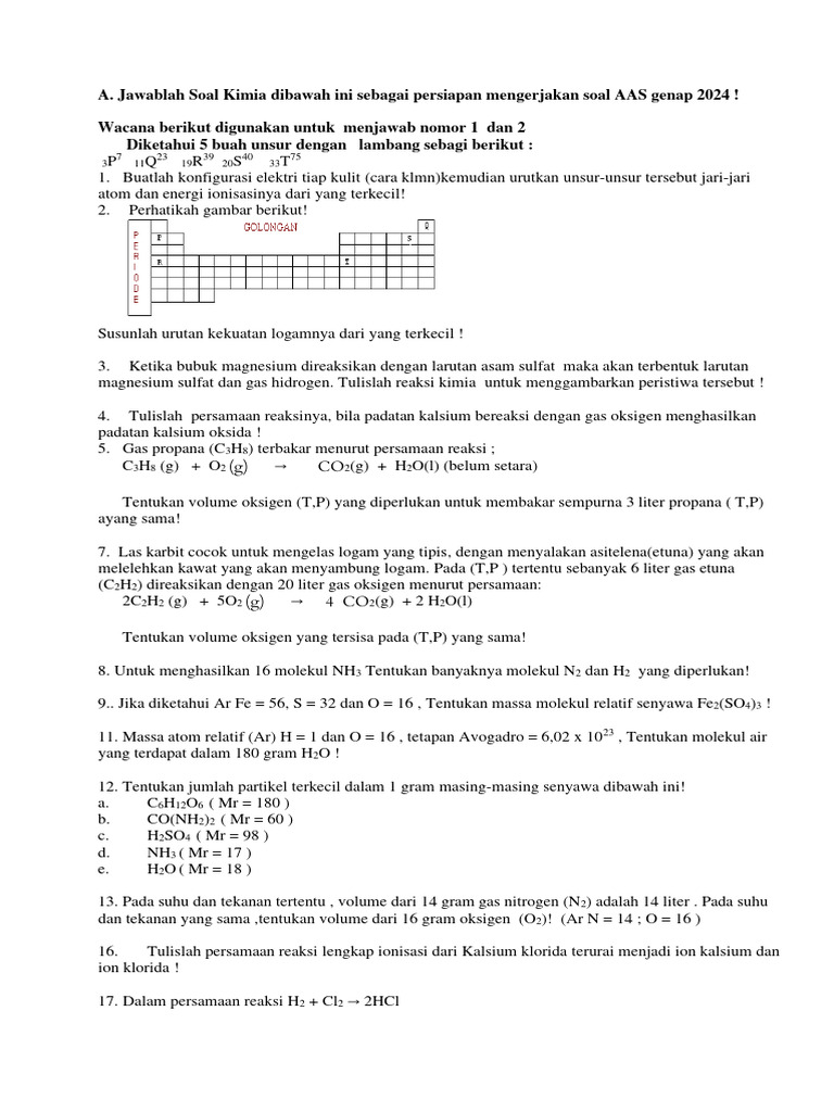 SOAL Tugas KIMIA UAS GENAP KLS X 2024 | PDF | Sains & Matematika