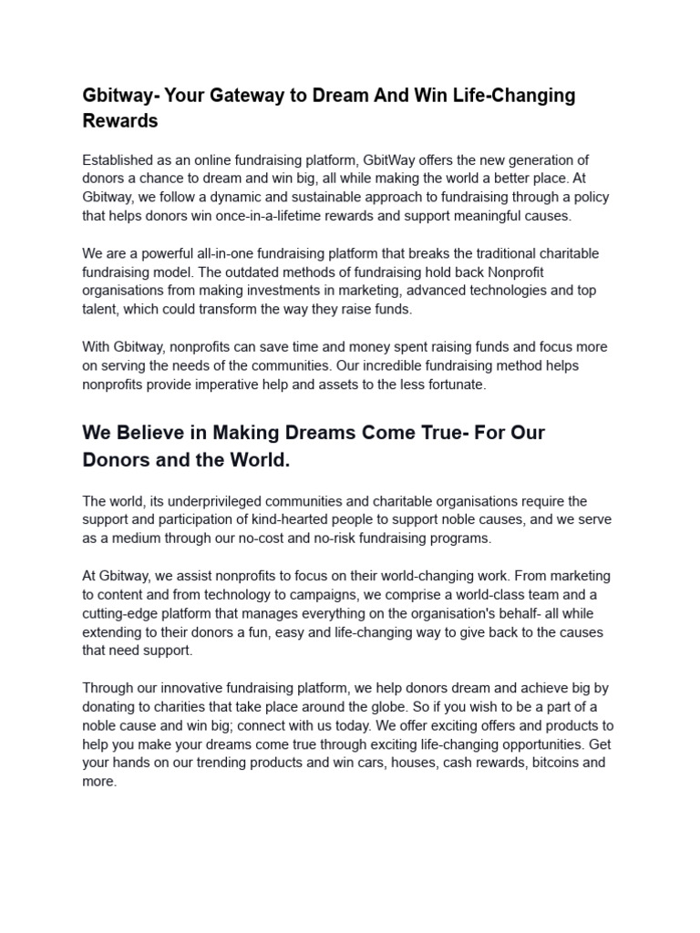 GbitWay - Raising Funds For Noble Cause | PDF | Fundraising ...
