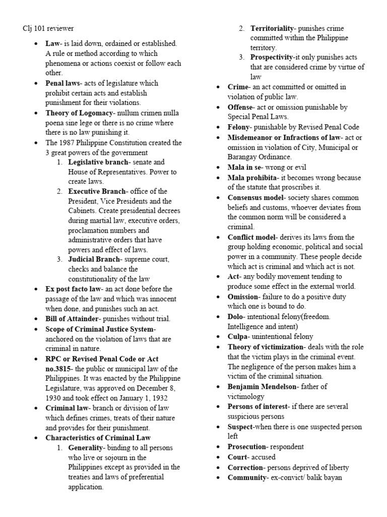 CLJ 101 Reviewer | PDF | Search Warrant | Search And Seizure