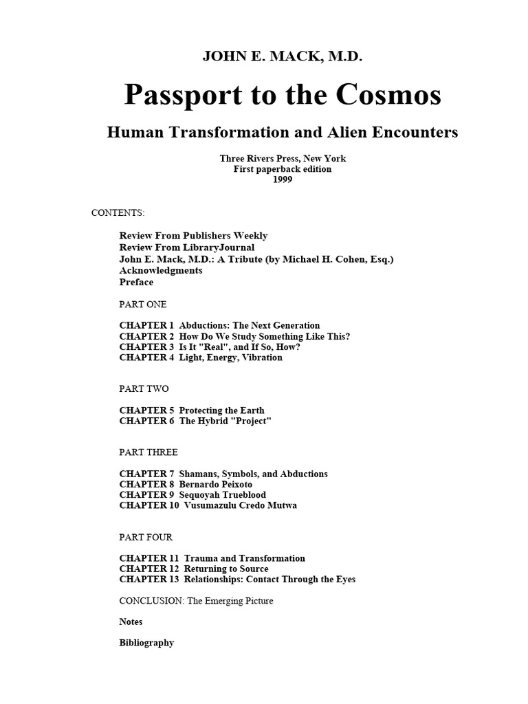 Mack John E. - Passport to the Cosmos_ Human Transformation and Alien Encounters | PDF | Alien ...