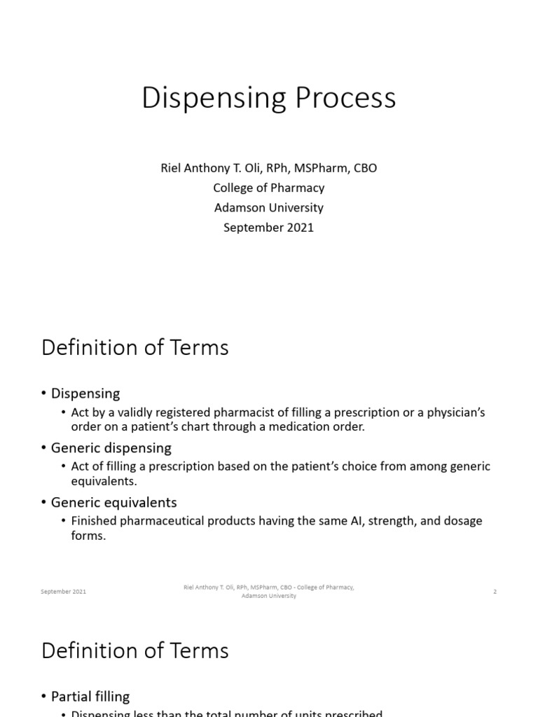 Dispensing Process | PDF | Prescription Drugs | Pharmacy