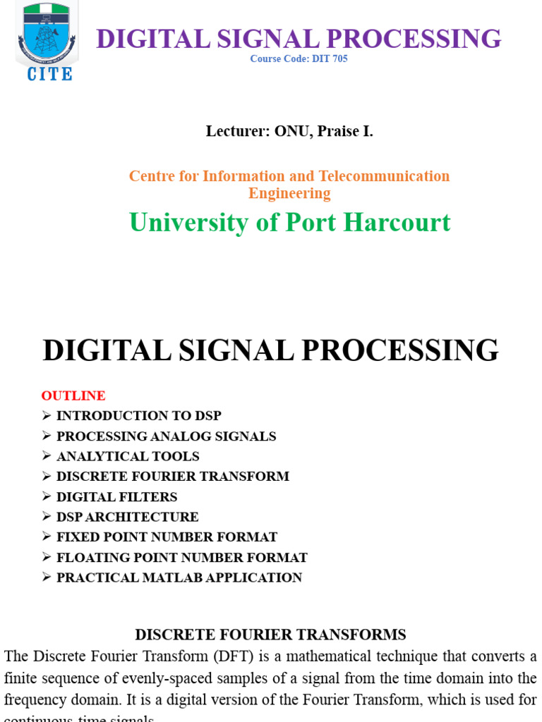 Dit 705 - DSP - 3 | PDF | Discrete Fourier Transform | Digital Signal Processing