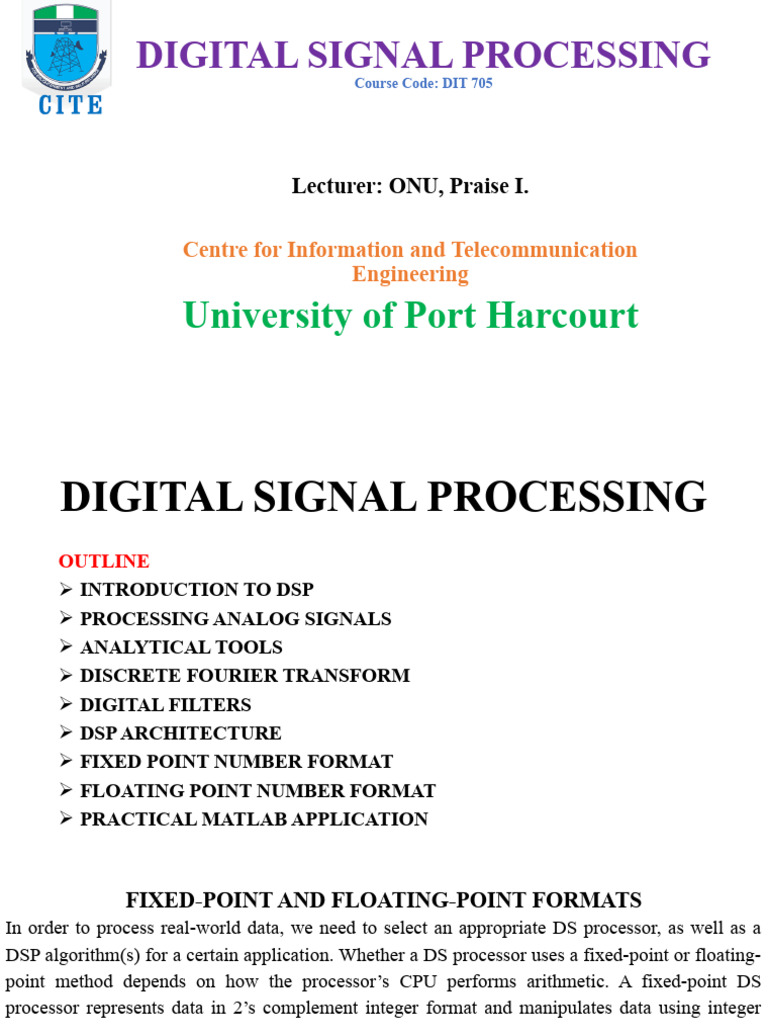 Dit 705 - DSP - 6 | PDF | Digital Signal Processing | Arithmetic