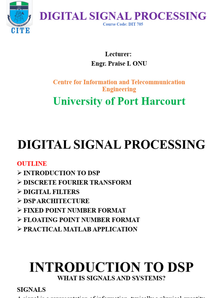 Dit 705 Dsp 1 Pdf Digital Signal Processing Sampling Signal Processing 5533