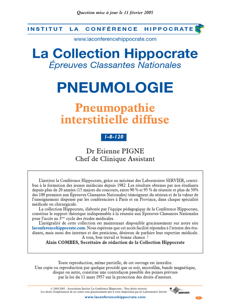 Pneumopathie Interstitielle Diffuse | PDF | Immunologie | Sciences de ...