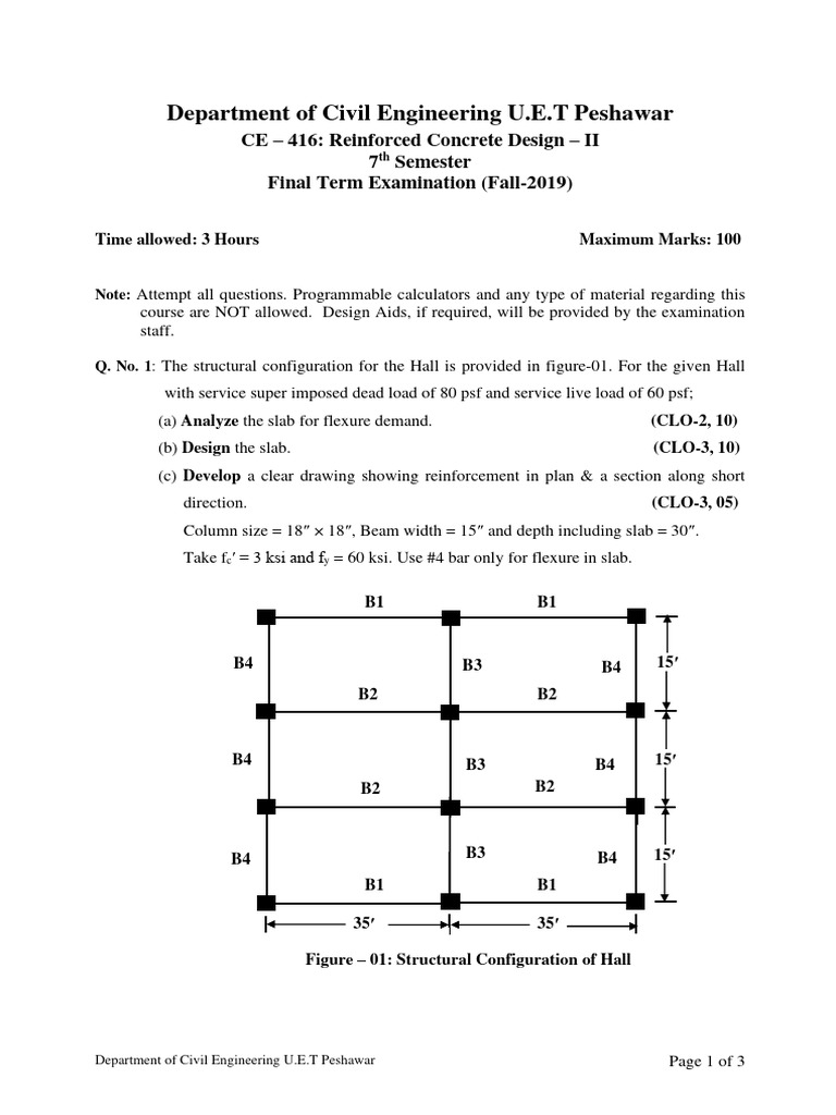 Final Term Paper RCD-II 2019 | PDF | Beam (Structure) | Bending