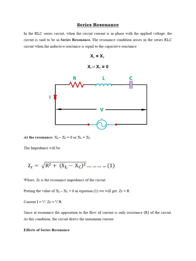 Series And Parallel Resonance Pdf Resonance Electrical Impedance