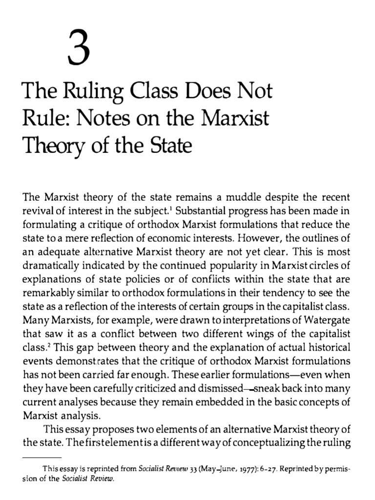 Block, Fred - The Ruling Class Does Not Rule (1987) | PDF | Capitalism ...