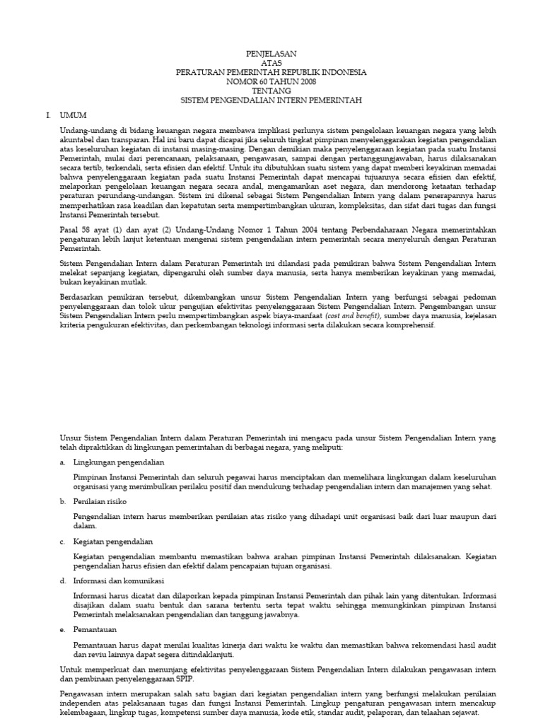 Penjelasan PP 60 Tahun 2008 | PDF