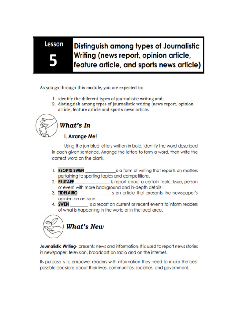 Distinguish Among Types of Journalistic | PDF