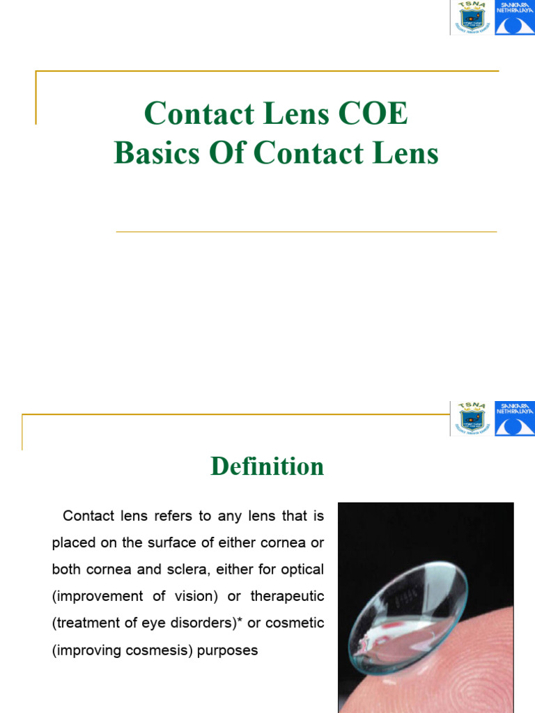 1 Basics of Contact Lens | PDF | Contact Lens | Cornea