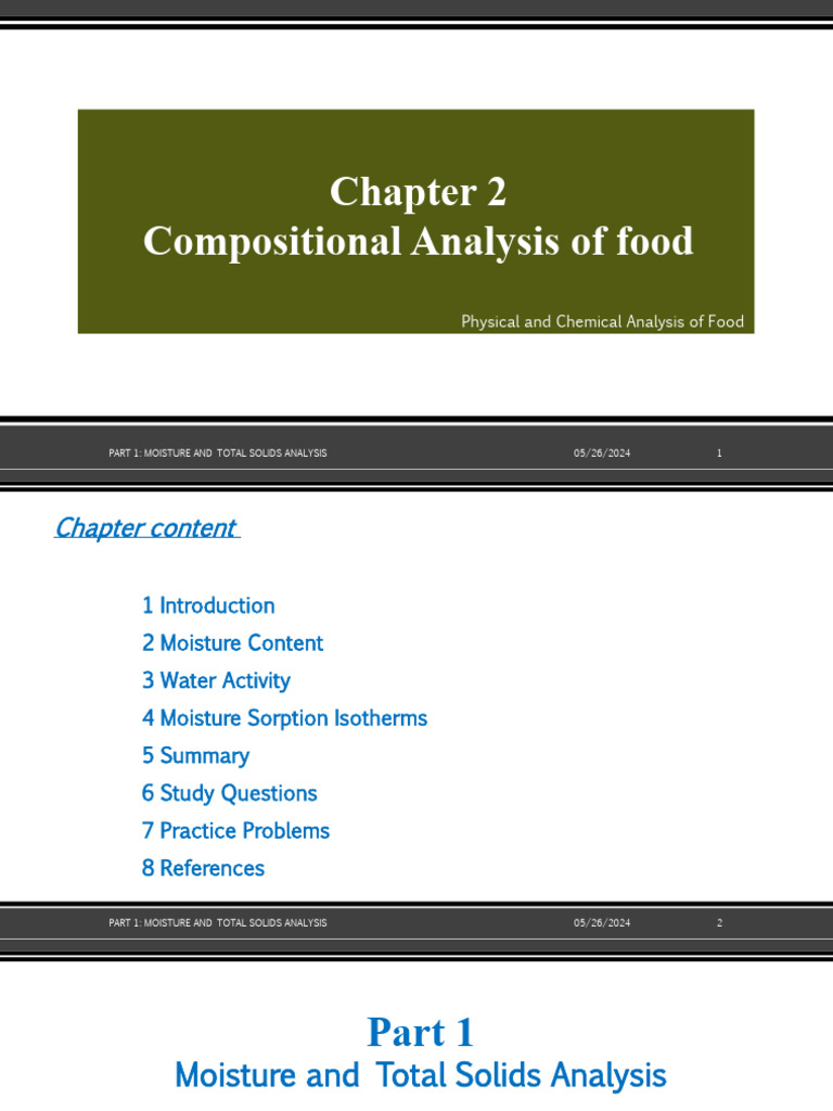 Chapter 2. Moisture Content in Food Analysis | PDF | Water | Humidity