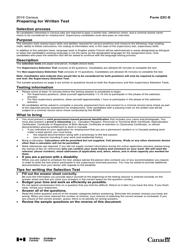 Preparing For Written Test Form 22c e 1 | PDF | Identity Document