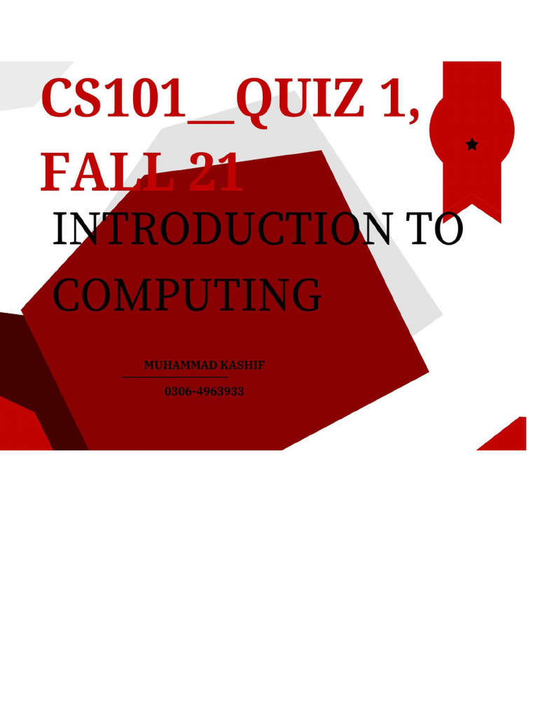 CS101 Quiz1 Fall 21 1 | PDF