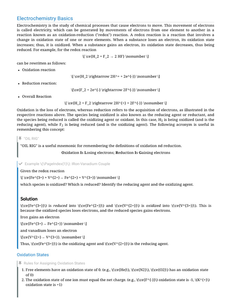 Electrochemistry Basics - Chemistry LibreTexts | Download Free PDF ...