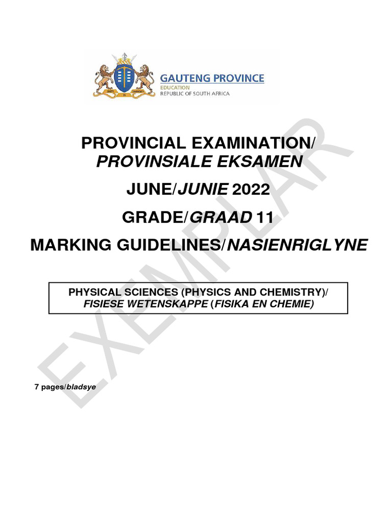 Grade 11 Physical Sciences Marking Guide | PDF | Intermolecular Force ...