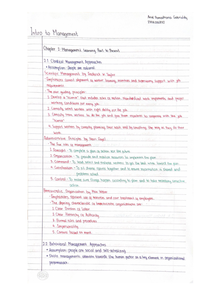 Chapter 2 Summary Intro To Management | PDF