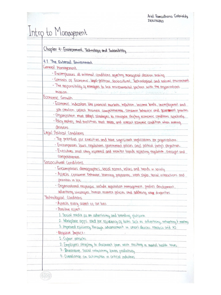 Chapter 4 Summary Intro To Management | PDF