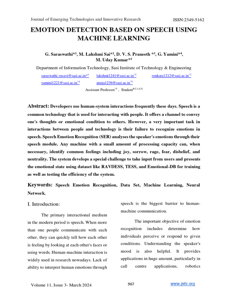 Emotion Detection Final Paper | PDF | Deep Learning | Artificial Neural ...