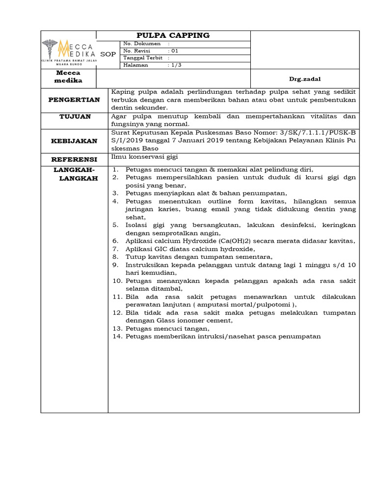 Sop Pulp Capping | PDF