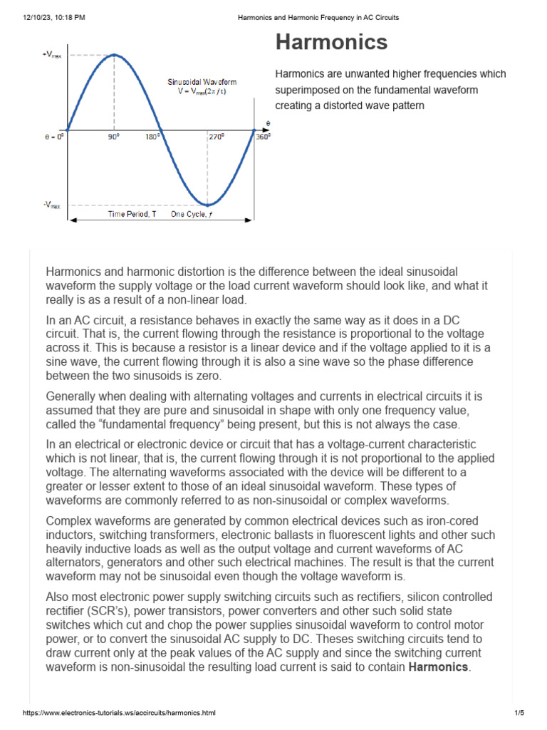 Harmonics in AC Circuits Explained | PDF | Alternating Current | Sine Wave