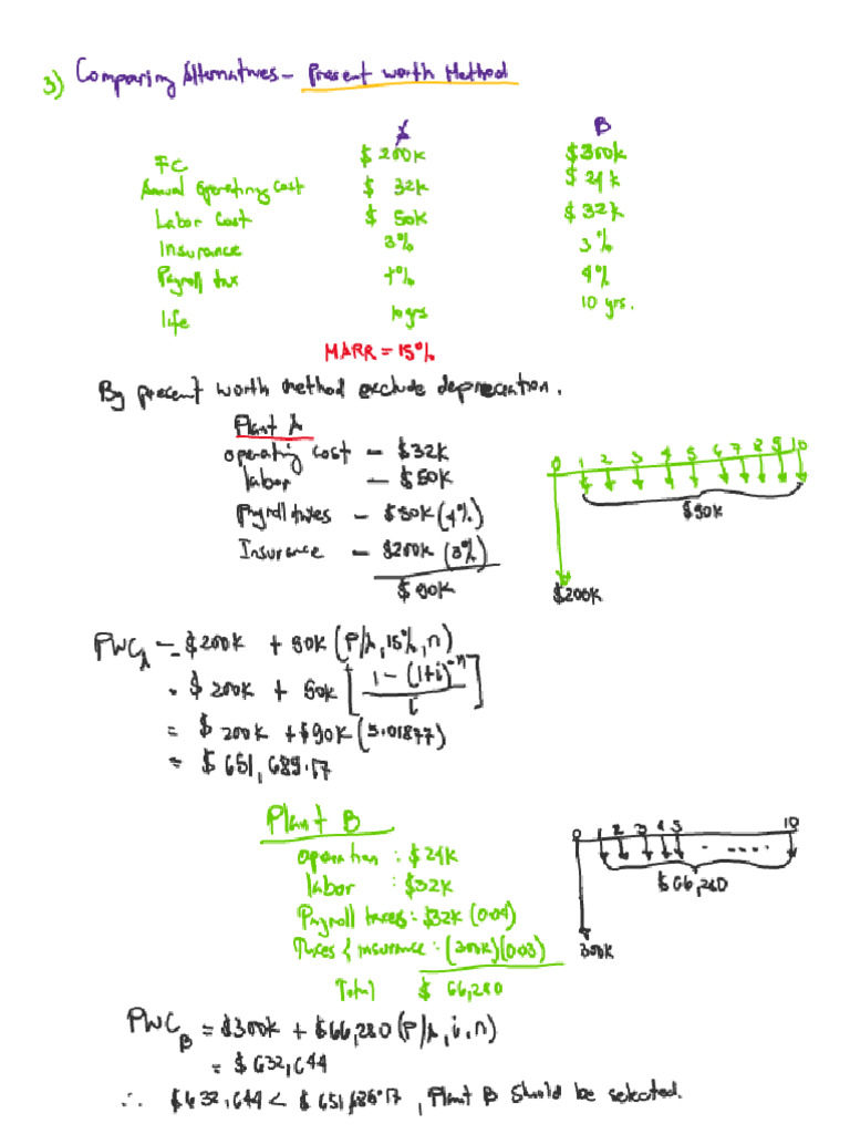 comparing alternatives -Present worth cost method | PDF